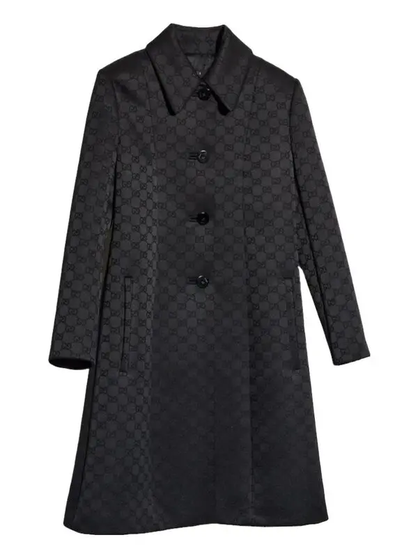 Gucci Gg Viscose Jacquard Coat - Black