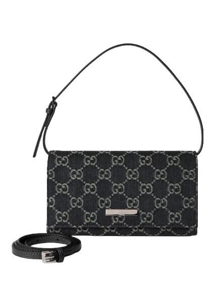 Gucci Small Monogram Pouch With Plaque - Black
