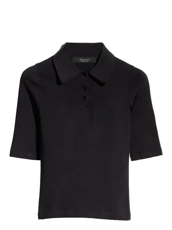 Gucci Embroidered Polo Shirt - Black