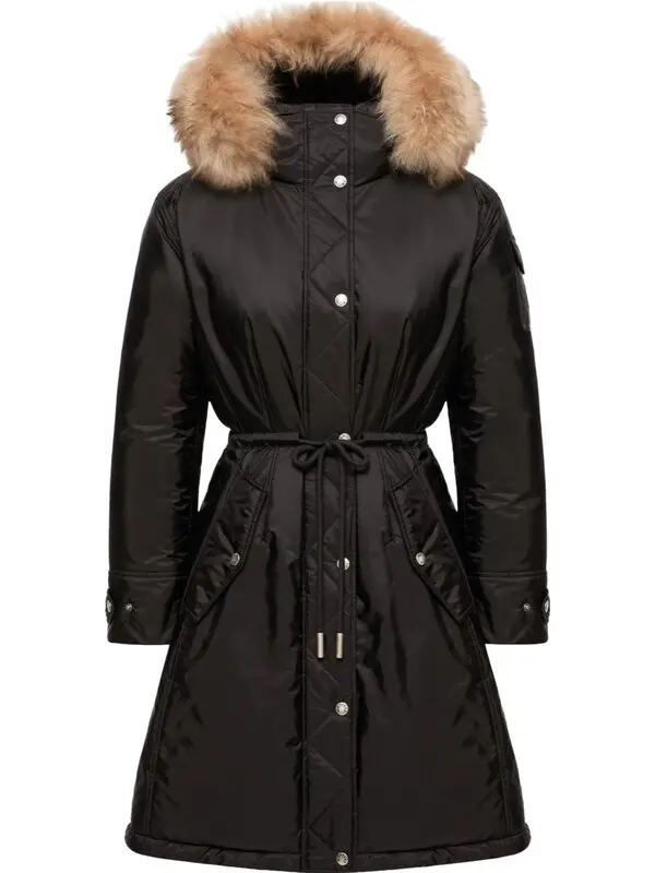 Moncler Moustique Hooded Down Parka With Shearling Trim - Black
