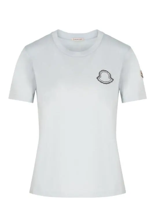Moncler Logo Embroidered Crewneck T-shirt - White