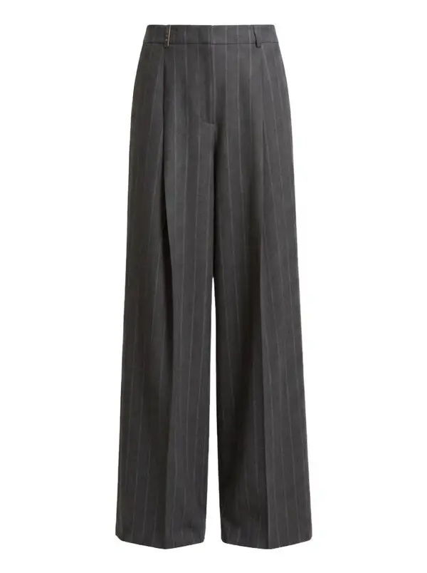 Peserico Striped Pleated Trousers - Grey