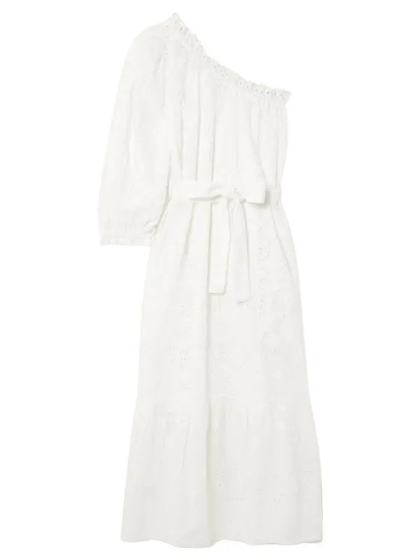 Melissa Odabash One-shoulder Broderie Anglaise Cotton Midi Dress - No