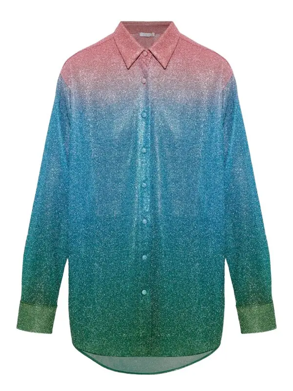 Oseree Long Sleeve Sequin Shirt - Blue