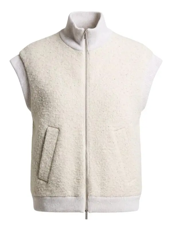 Peserico Sequined Zip-up Gilet - Comet White