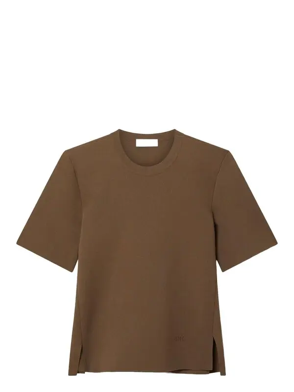 Stella McCartney Smc Embroidered Side-slit T-shirt - Brown