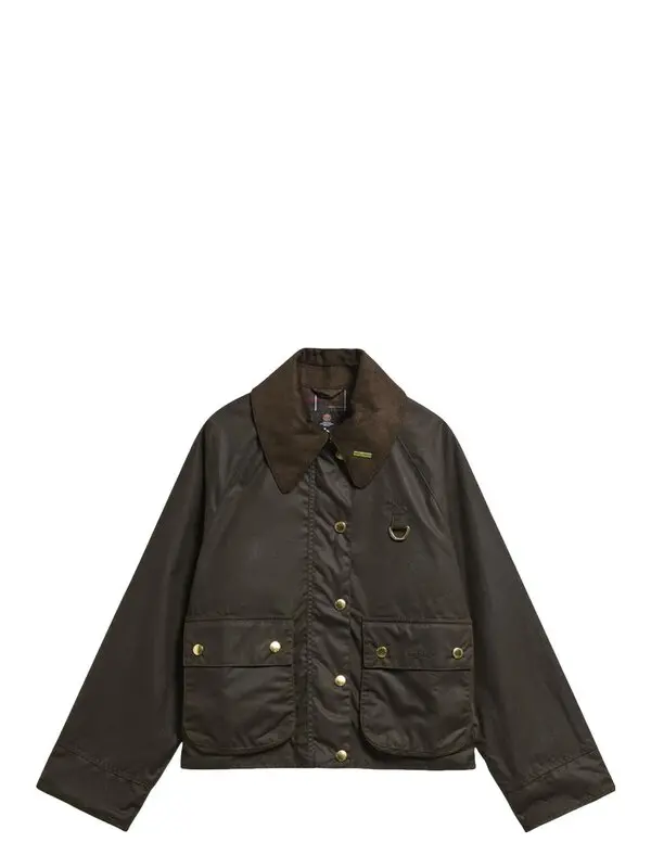 Barbour Cropped Jacket With Classic Collar And Gold-tone Hardware - Black