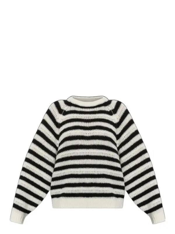 LISA YANG Reni Striped Knitted Sweater - White/black