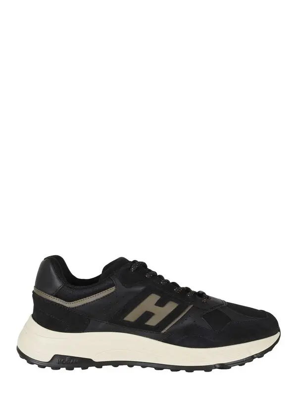 Hogan Round Toe Lace-up Sneakers - Black