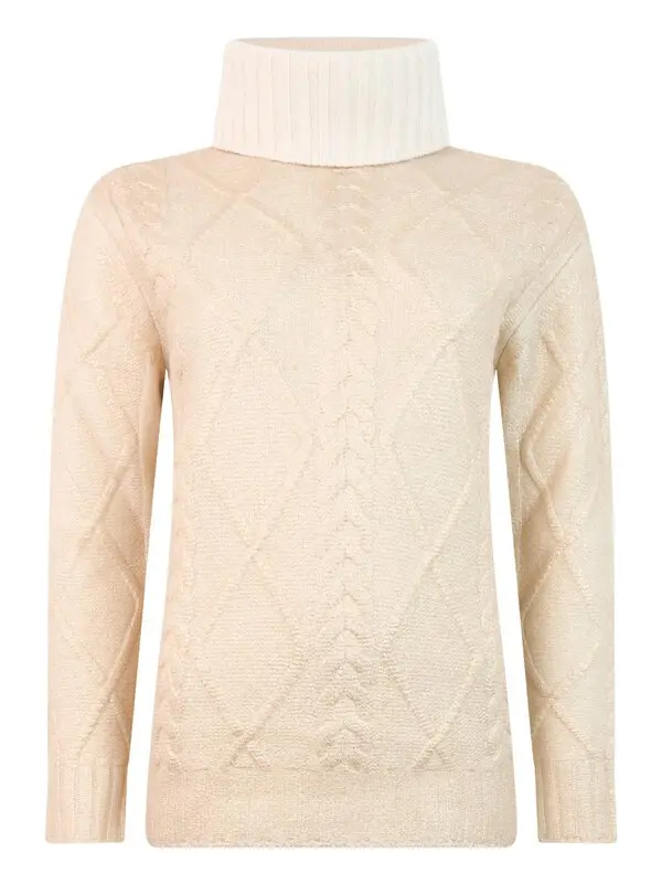 Herno Lamé-effect High-neck Sweater - Light Beige