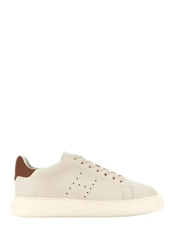 Hogan Round-toe Sneakers With H Logo Detail - Ivory
