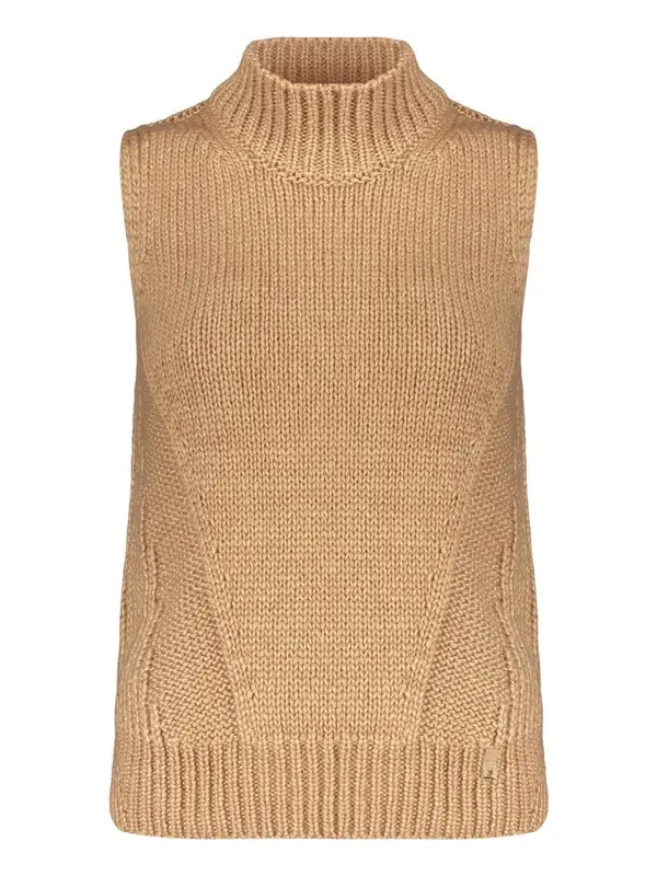Herno Ribbed Sleeveless Knit Top - Beige