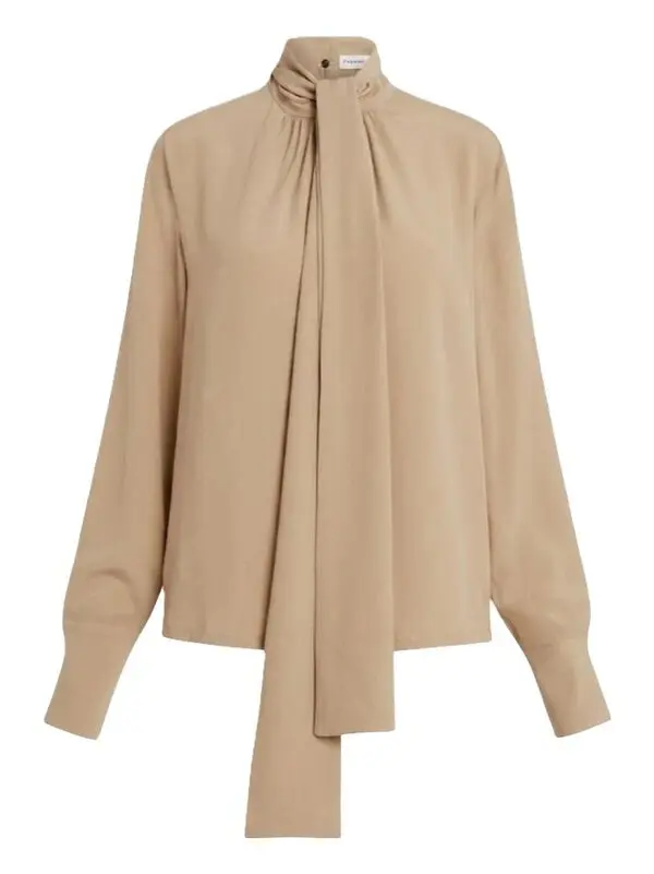 P.a.r.o.s.h Long Sleeve Tie Neck Cover-up - Beige