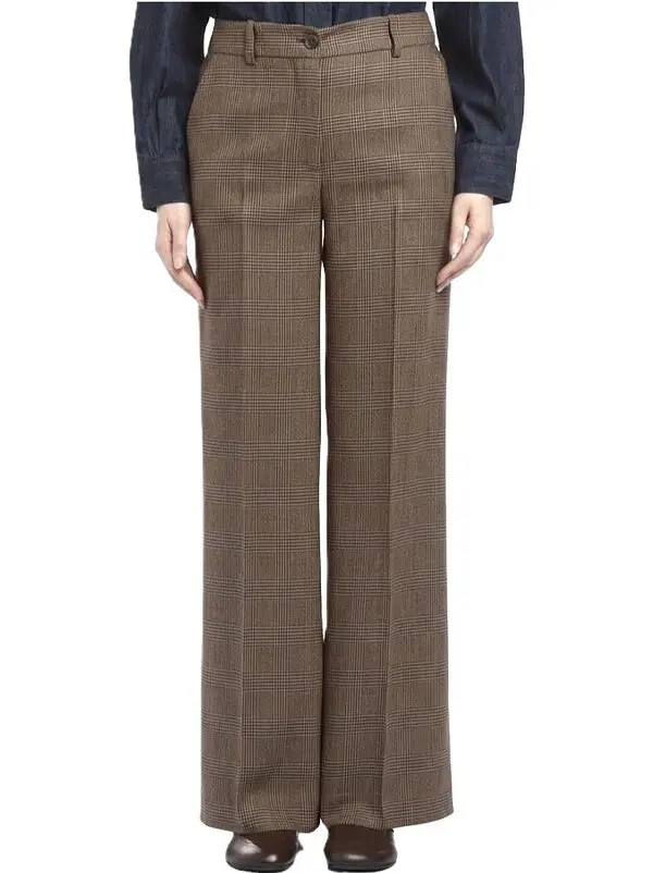 P.a.r.o.s.h Checked Wide-leg Trousers - Brown