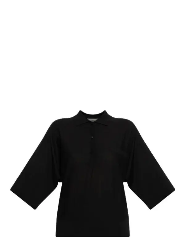 LISA YANG Norie Polo Knitted Top - Black