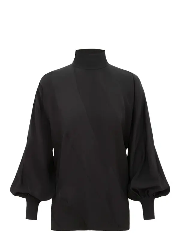 Zimmermann Long Sleeve Shirt With Stand Collar And Lace Detail - Black