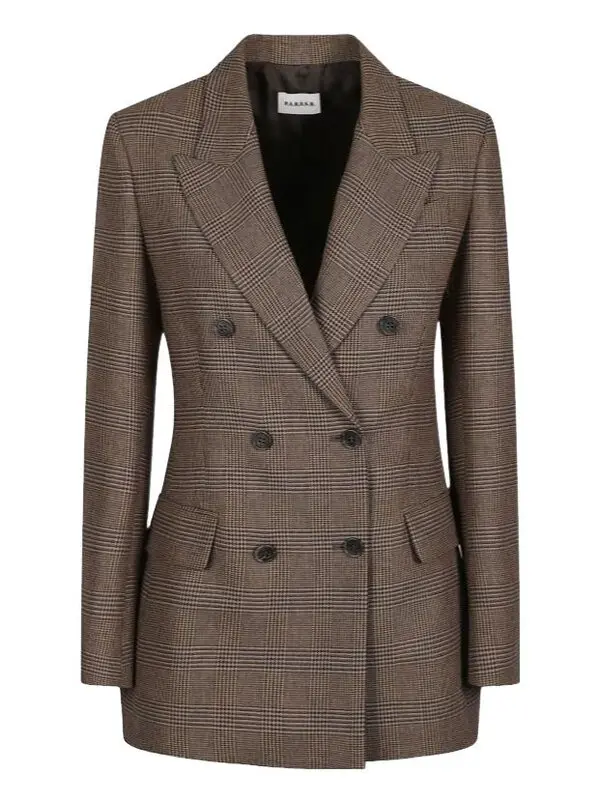 P.a.r.o.s.h Double-breasted Plaid Blazer - Brown