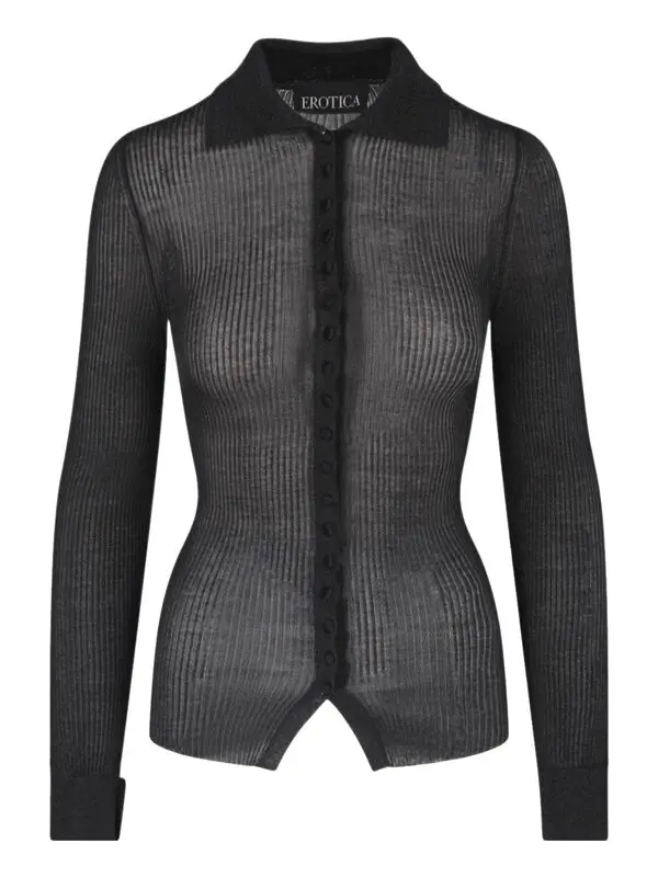 DONDUP Long-sleeved Buttoned Top - Black