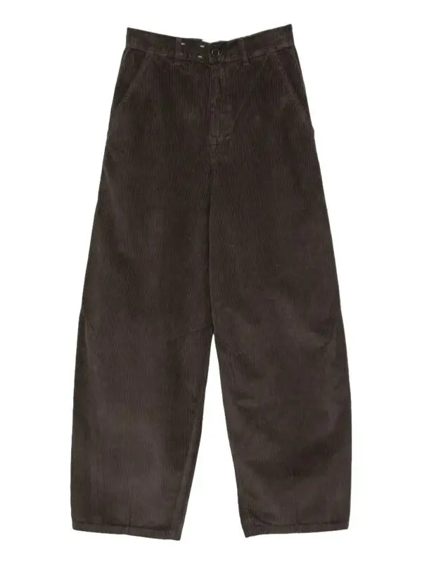 ALYSI Corduroy Barrel-leg Trousers - Brown