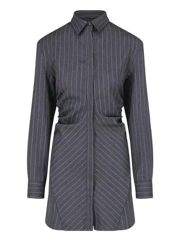 DONDUP Striped Button-front Shirt Dress - Grey