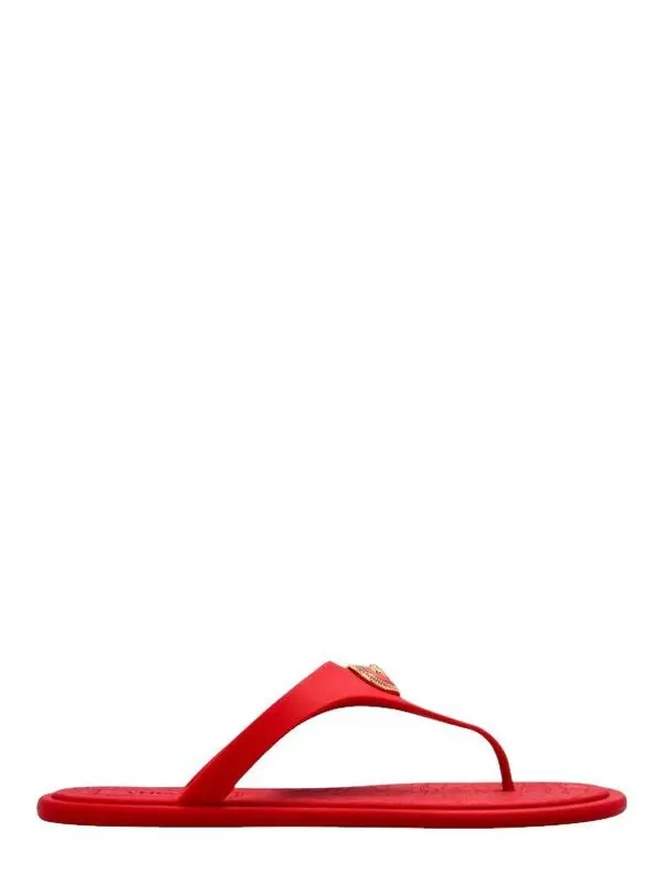 Versace Alia Thong Strap Flat Sandals - Red