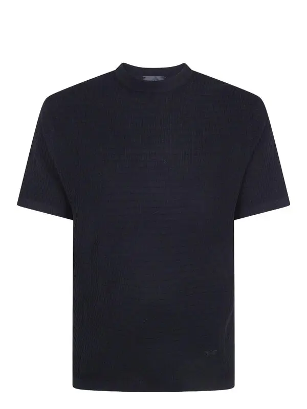 Emporio Armani Short-sleeved Crewneck Knitted Jumper - Micro Black Fancy