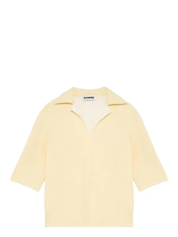 JIL SANDER V-neck Raglan Sleeve Polo Shirt - Yellow
