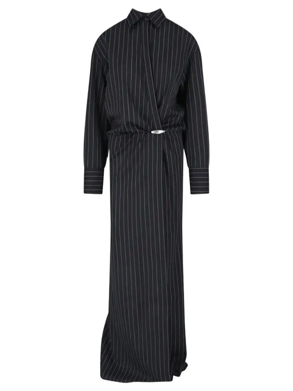 DONDUP Erotica Striped Maxi Shirt Dress - Black