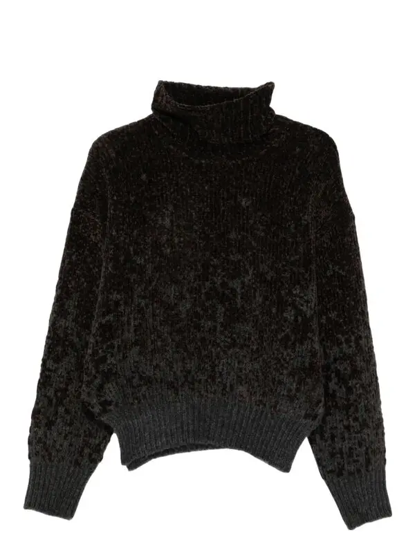 ALYSI Turtleneck Pullover With Chenille-effect Finish - Brown