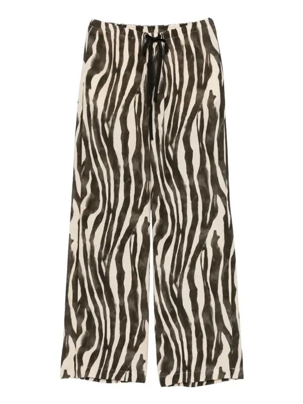 ALYSI Zebra-print Wide-leg Trousers - Black