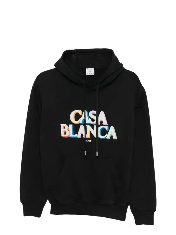 Casablanca Logo Drawstring Hoodie - Black
