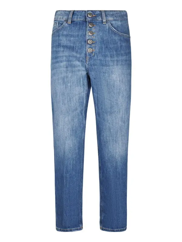 DONDUP Button-fly Cropped Jeans - Blue