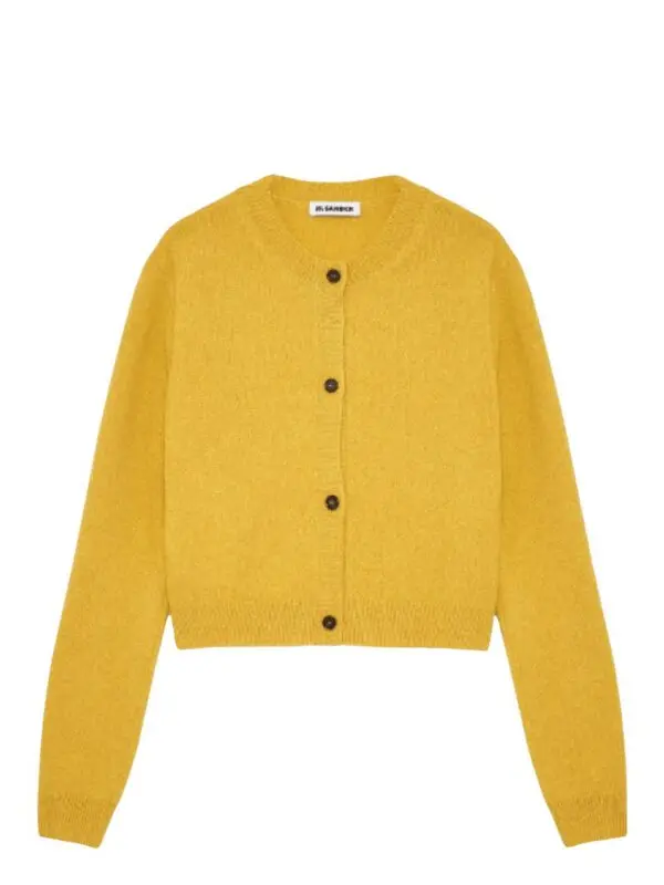 JIL SANDER Blend Crew-neck Cardigan - Yellow