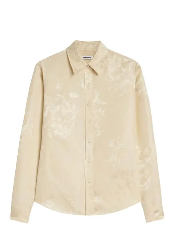 JIL SANDER Long-sleeved Floral Jacquard Shirt - Light Brown