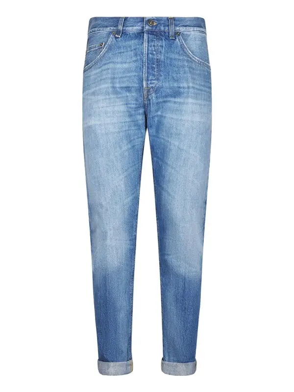 DONDUP Slim Fit Jeans With Turn-up Trim - Blue