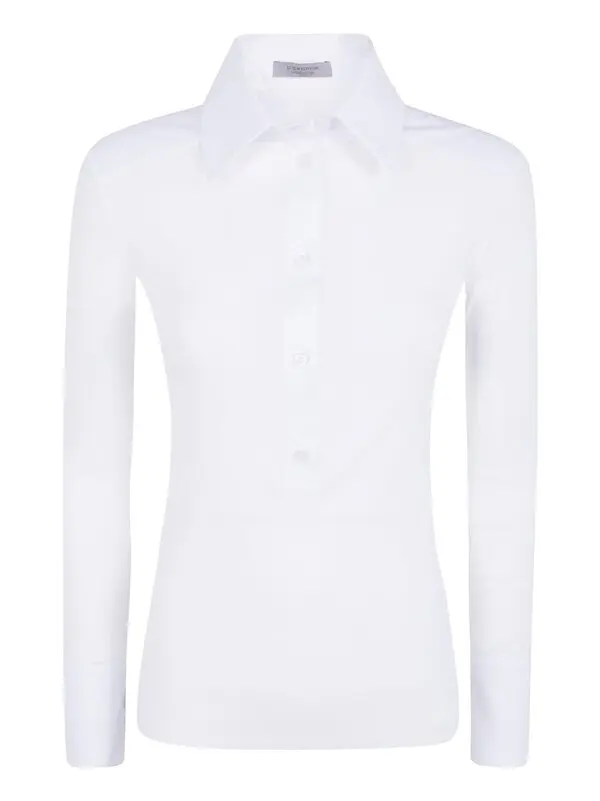 D.exterior Long Sleeve Shirt With Snap Closures - White