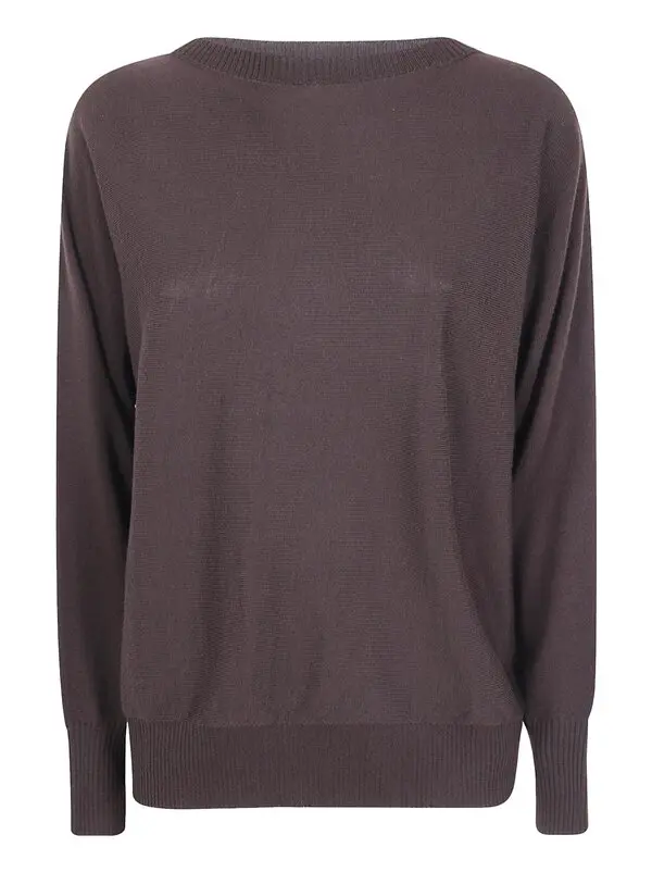 D.exterior Oversized Round Neck Knitted Sweater - Black