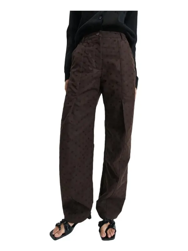 Cecilie Bahnsen Tailored Pants With Monogram Detail - Brown