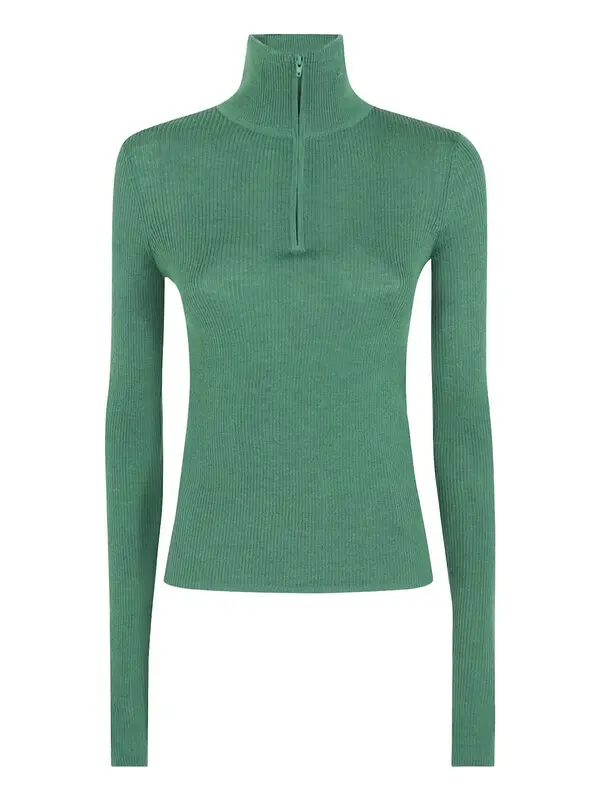 THE FRANKIE SHOP Sade Knit Zip Jumper - Green