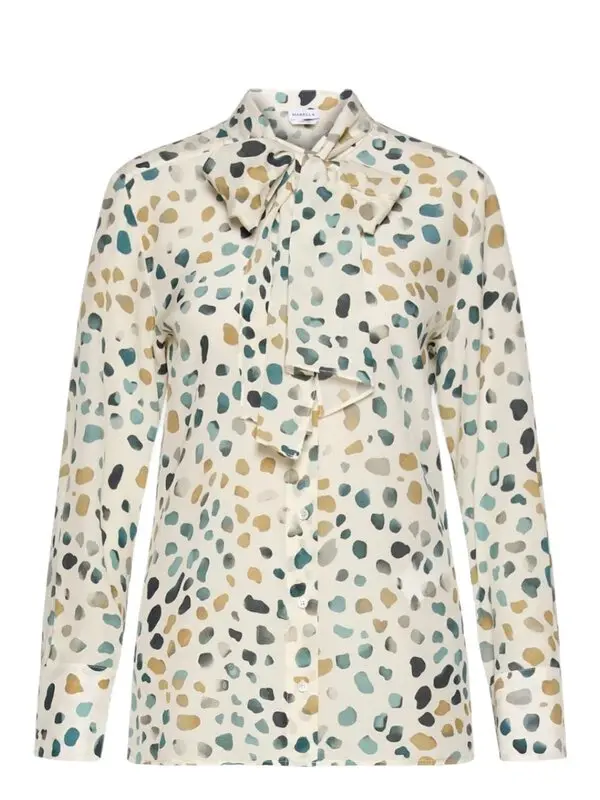 Marella Long-sleeved Printed Shirt With Detachable Neck Tie - No