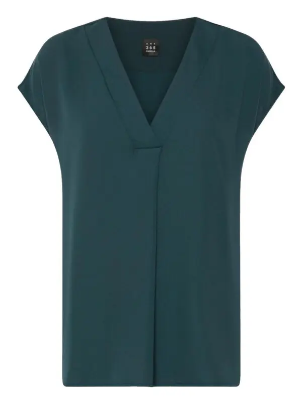 Marella V-neck Overshirt With Pleated Front - Green