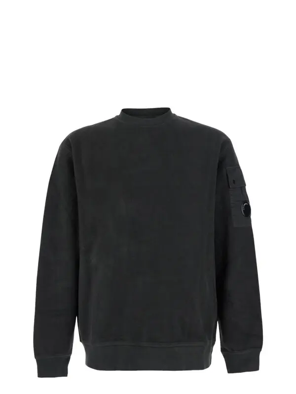 C.P. COMPANY Long Sleeve Crewneck Sweatshirt With Lens Detail - Grey