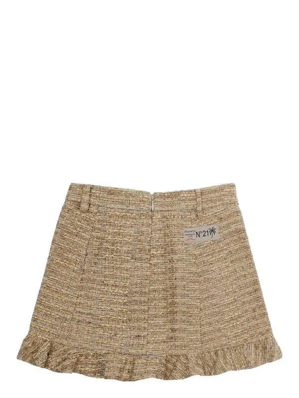 N.21 Zippered Skirt With Belt Loops And Ruffle Hem - Metallic
