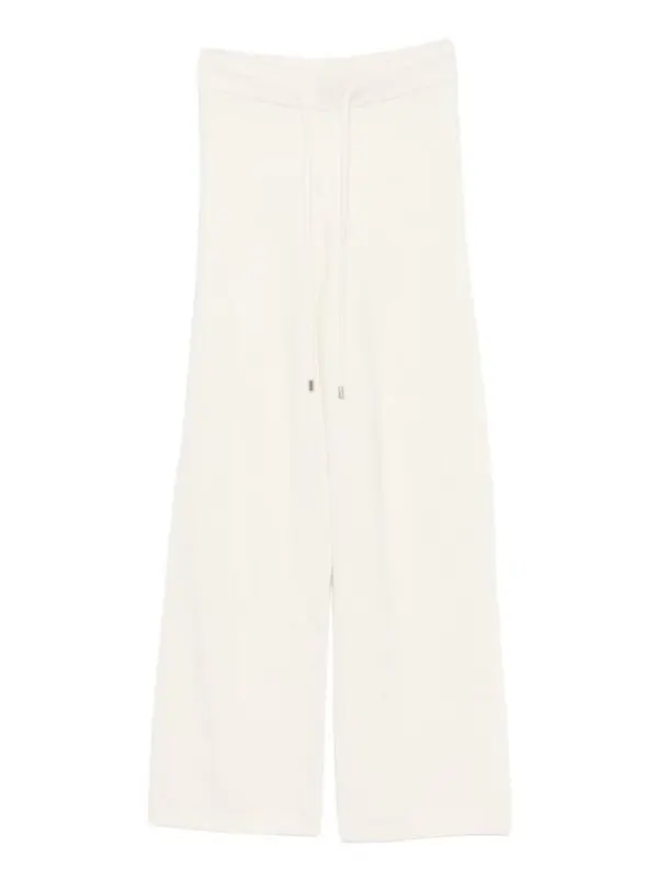 ERMANNO FIRENZE Wide-leg Fine-knit Trousers With Drawstring Waist - White