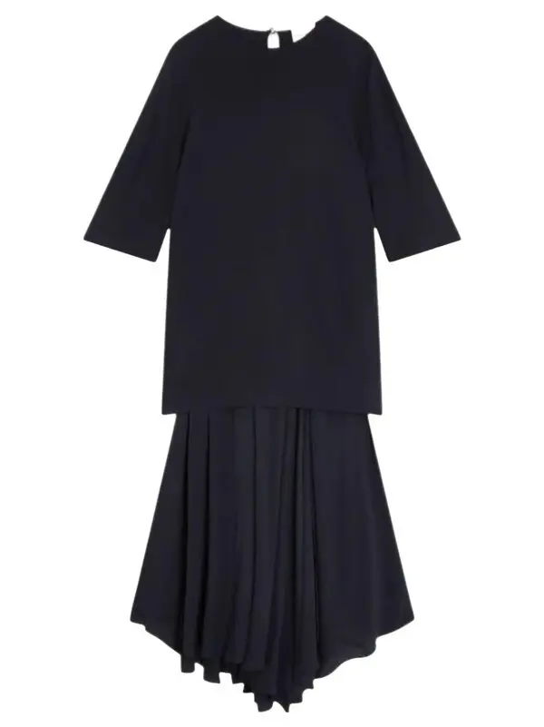 SEMICOUTURE Short-sleeved Paneled Dress With Pleats - Black