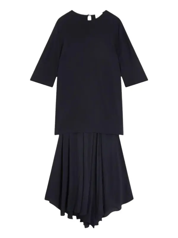 SEMICOUTURE Short-sleeved Paneled Dress With Pleats - No