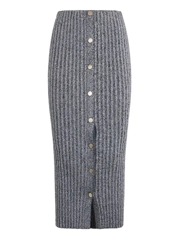 Philosophy Di Lorenzo Serafini Ribbed Button Midi Knitted Skirt - Grey