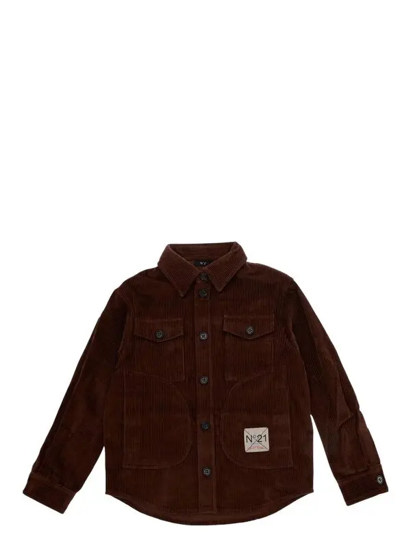N.21 Corduroy Long Sleeve Shirt With Appliqués - Brown