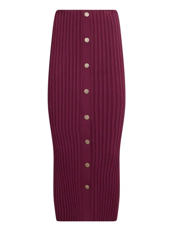 Philosophy Di Lorenzo Serafini Ribbed Button Knit Skirt - Wine Red