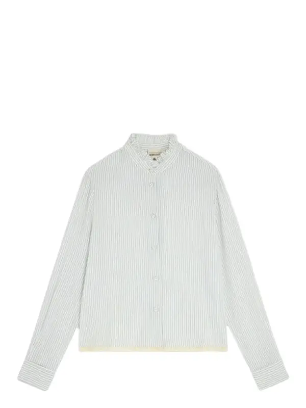 SEMICOUTURE Striped Shirt With Lace Hem - Multi-color